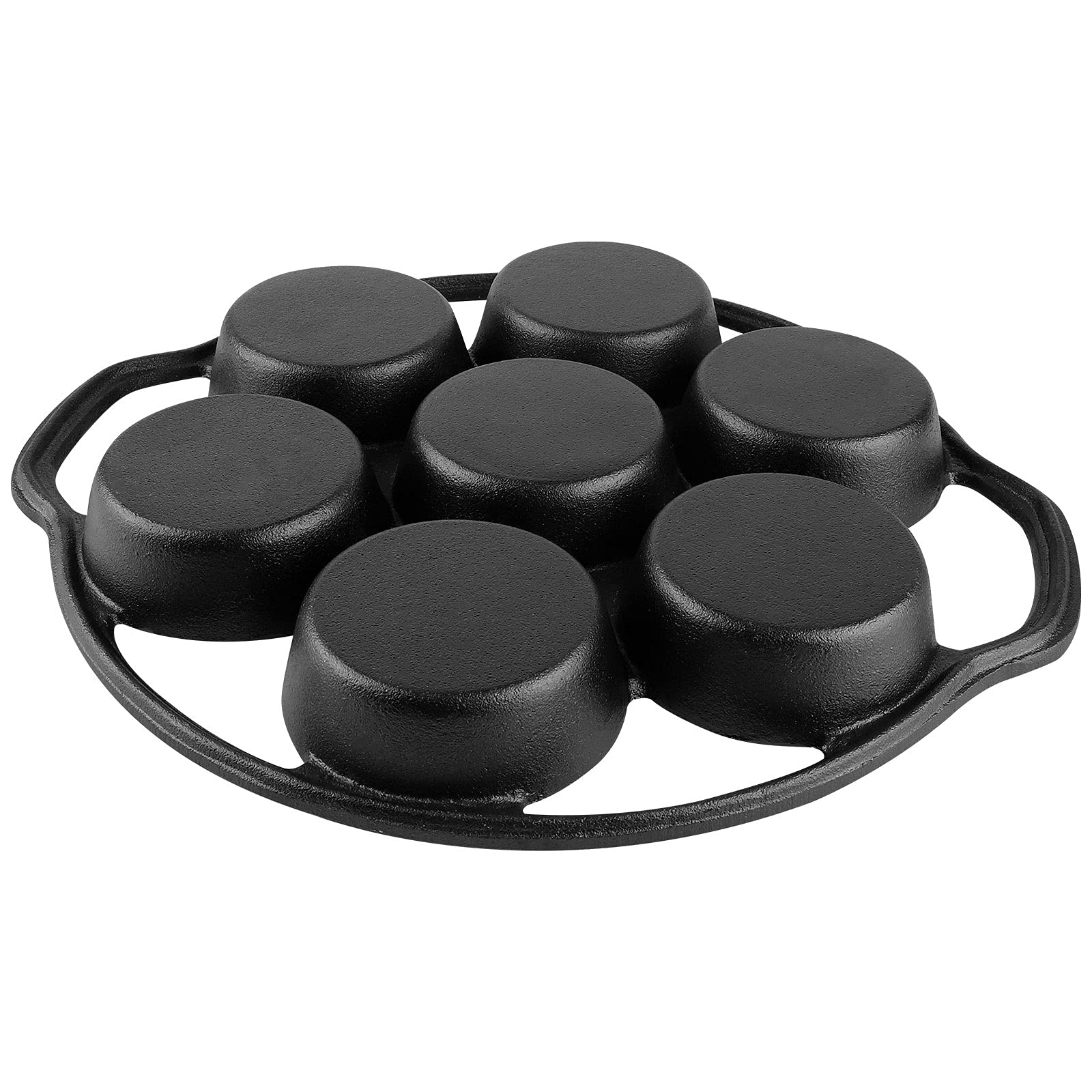 PROKITCHEN Cast Iron Muffin Tin,Cast Iron Cupcake Pan for Baking Biscuits, 7 part - bonus 2 Mini Oven Gloves