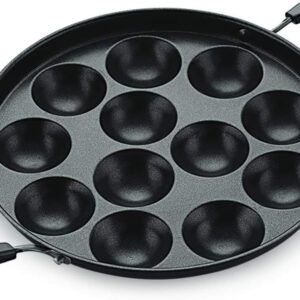 YADNESH Nonstick Aluminum Appam Pan, 12 Pits, Includes Lid, Easy to Clean, Dimension: Length 9", Width 9", Height 2"