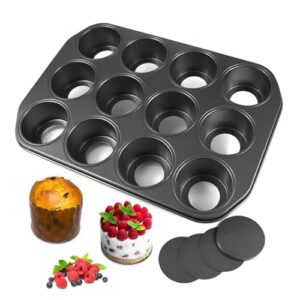 wrenbury pro mini cheesecake pans removable bottom 12 hole - heavy gauge carbon steel muffin cupcake pan loose bottom springform for baking - 3 inch individual cheesecakes tin - pfoa free