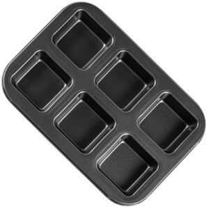 yomvzake brownie pan, black mini square muffin pan nonstick 6-cavity small cupcake pan individual brownie mold for baking brownie muffin cupcake keto fat bombs, great for halloween, christmas