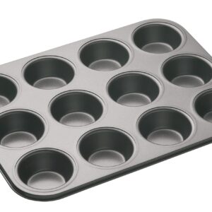 Masterclass Heavy Duty 12 Hole Cupcake Baking Tray Tin Pan with Double Layer Non-Stick Coating | Ideal for Baking Buns, Cupcakes, Yorkshire Puddings and Muffins