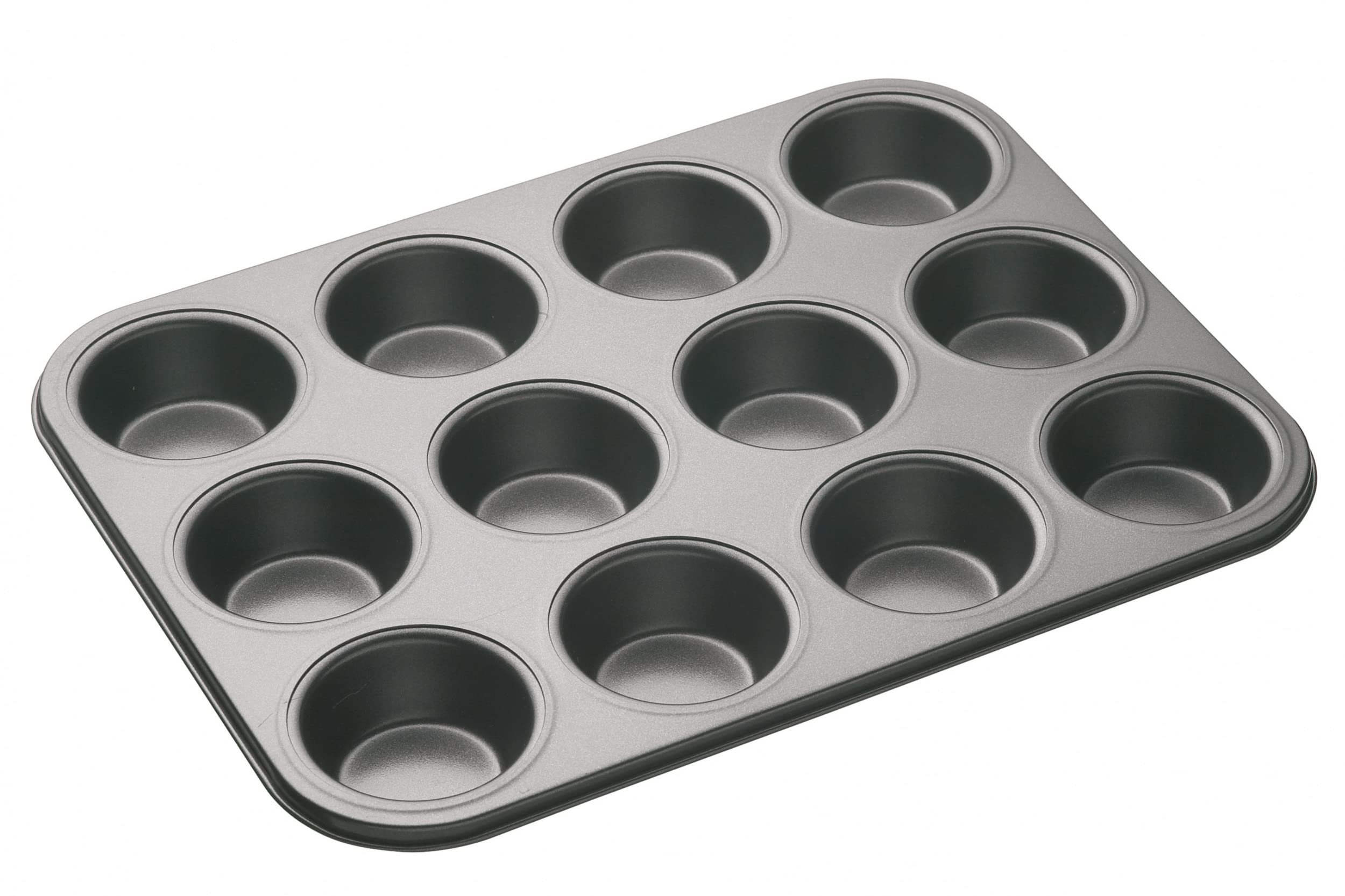 Masterclass Heavy Duty 12 Hole Cupcake Baking Tray Tin Pan with Double Layer Non-Stick Coating | Ideal for Baking Buns, Cupcakes, Yorkshire Puddings and Muffins