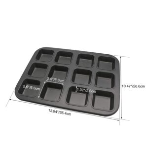 Beasea Brownie Pan Square, 2 Pack Nonstick 12 Cavity & 8 Cavity Muffin Pan Brownie Cake Pan Mini Cheesecake Cupcake Pan Carbon Steel Brownie Baking Tray Bakeware for Oven