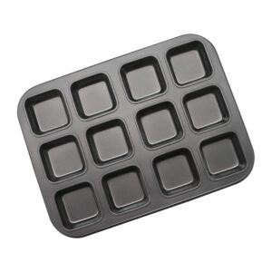 Beasea Brownie Pan Square, 2 Pack Nonstick 12 Cavity & 8 Cavity Muffin Pan Brownie Cake Pan Mini Cheesecake Cupcake Pan Carbon Steel Brownie Baking Tray Bakeware for Oven