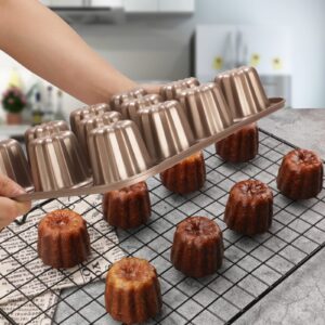 cggyyz carbon steel 12-cavity non-stick canele mold cake pan, gold