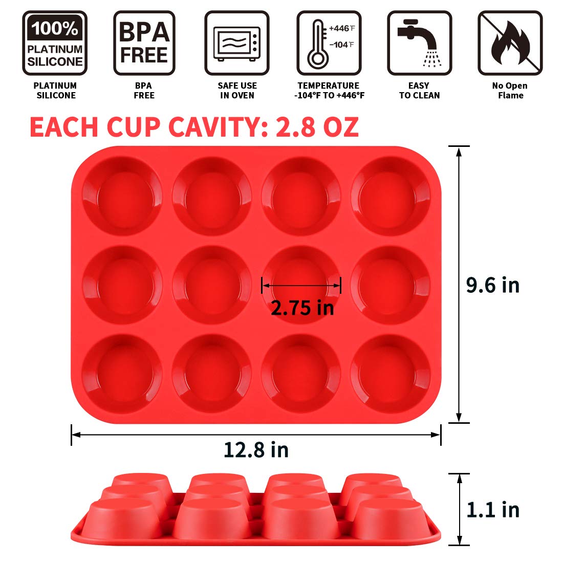 CAKETIME Silicone Muffin Pan, Silicone Mini Loaf Pan