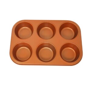 Trademark Innovations Copper Colored Cookware Round Mini Cake Baking Pan for 6 Cakes