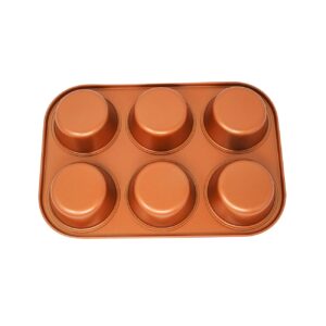 Trademark Innovations Copper Colored Cookware Round Mini Cake Baking Pan for 6 Cakes