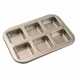 yomvzake brownie pan, mini square muffin pan nonstick 6-cavity small cupcake pan individual brownie mold for baking brownie muffin cupcake keto fat bombs, great for halloween, christmas