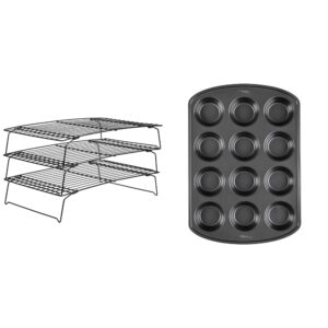 wilton perfect results cooling rack and cupcake pan bundle