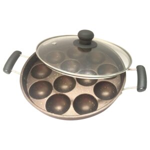 appam pan nonstick coating appam patra with glass lid aluminum appam maker appe patra paniyaram pan appa chetty paniyaram pan patra size 9.5 inch