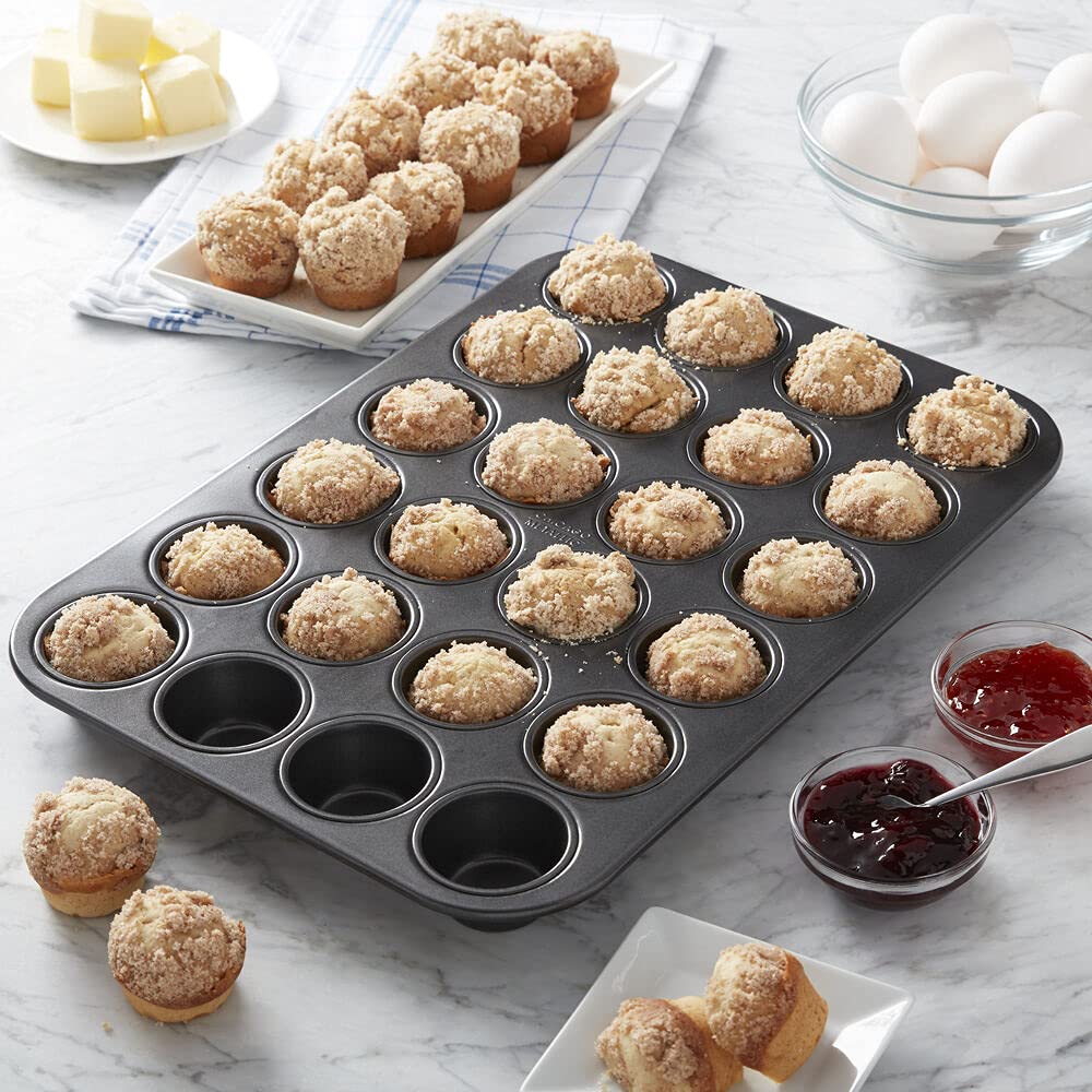 Chicago Metallic Mini-Muffin Pan, Perfect for Cupcakes, eggbites, quiches and more! 15.75-Inch-by-11-Inch