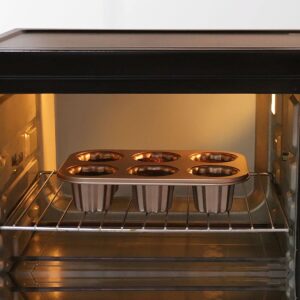 SWETON Non-stick Canele Molds Baking Pans for Cupcakes, 6Cavities Muffin Pan for Oven Baking