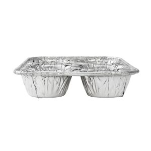 Restaurantware Pastry Tek 9.5 x 6.5 x 1.5 Inch Muffin Tins 25 Disposable Cupcake Pans - 6 Cavities Standard Size Silver Aluminum Baking Pans Durable For Baking Cupcakes Muffins or Mini Pies