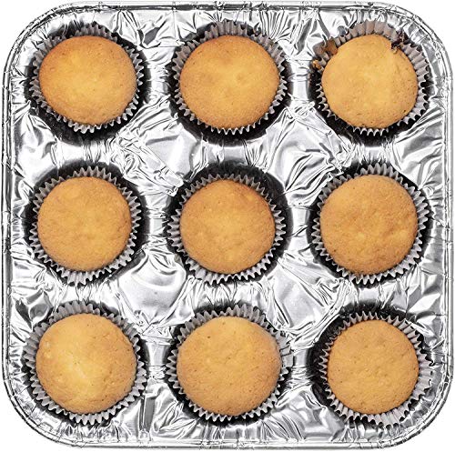 9-Cavity Mini Cupcake and Muffin Pans | Disposable Aluminium Baking Pans | Use for Baking Mini Muffin, Cupcake, Cake | For Weddings, Parties, Birthdays, Gatherings (12 Pack)