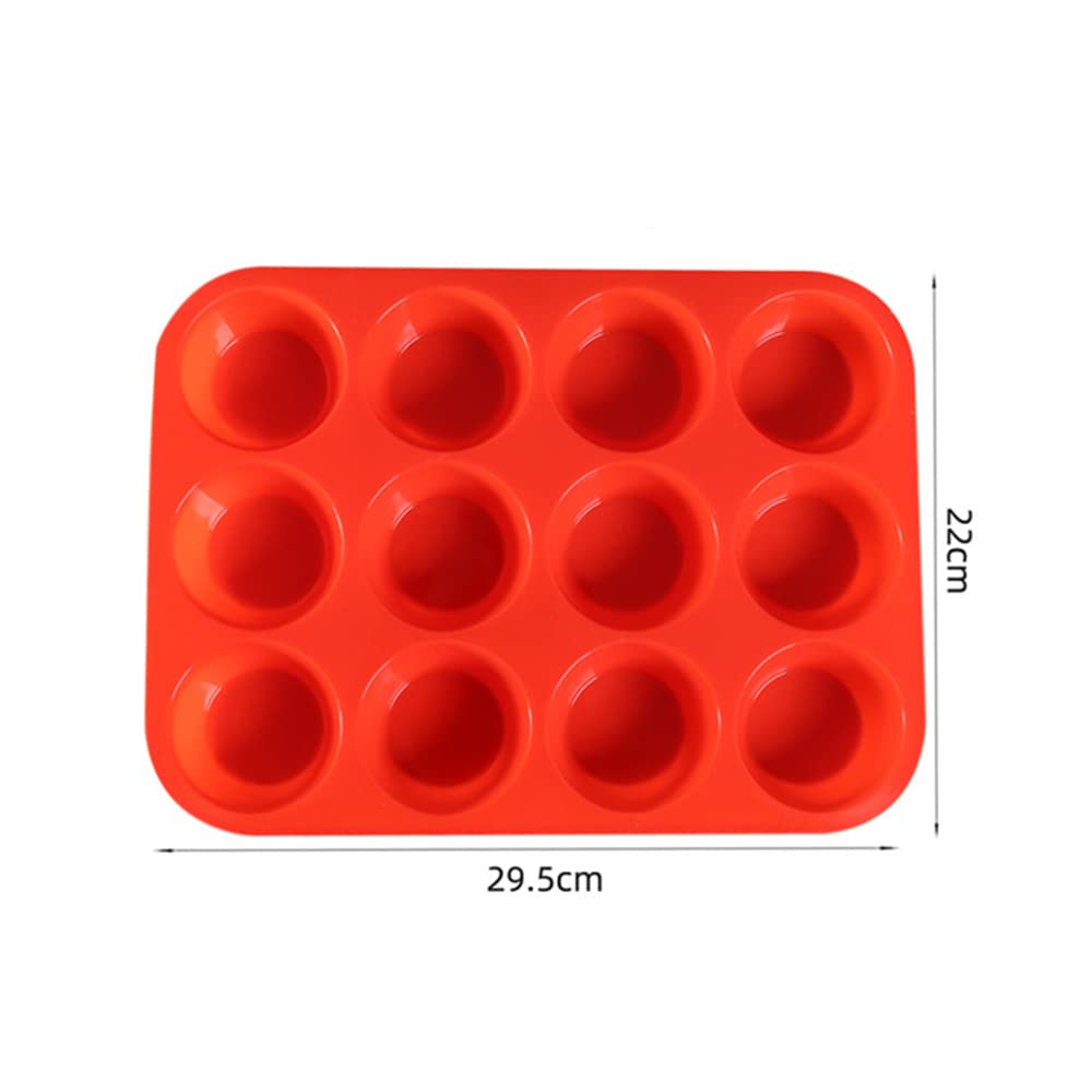 12 Cups Silicone Muffin Moulds Silicone Muffin Pan Cake Tray Silicone Baking Mold Kitchen Utensils for Baking Cake Desserts