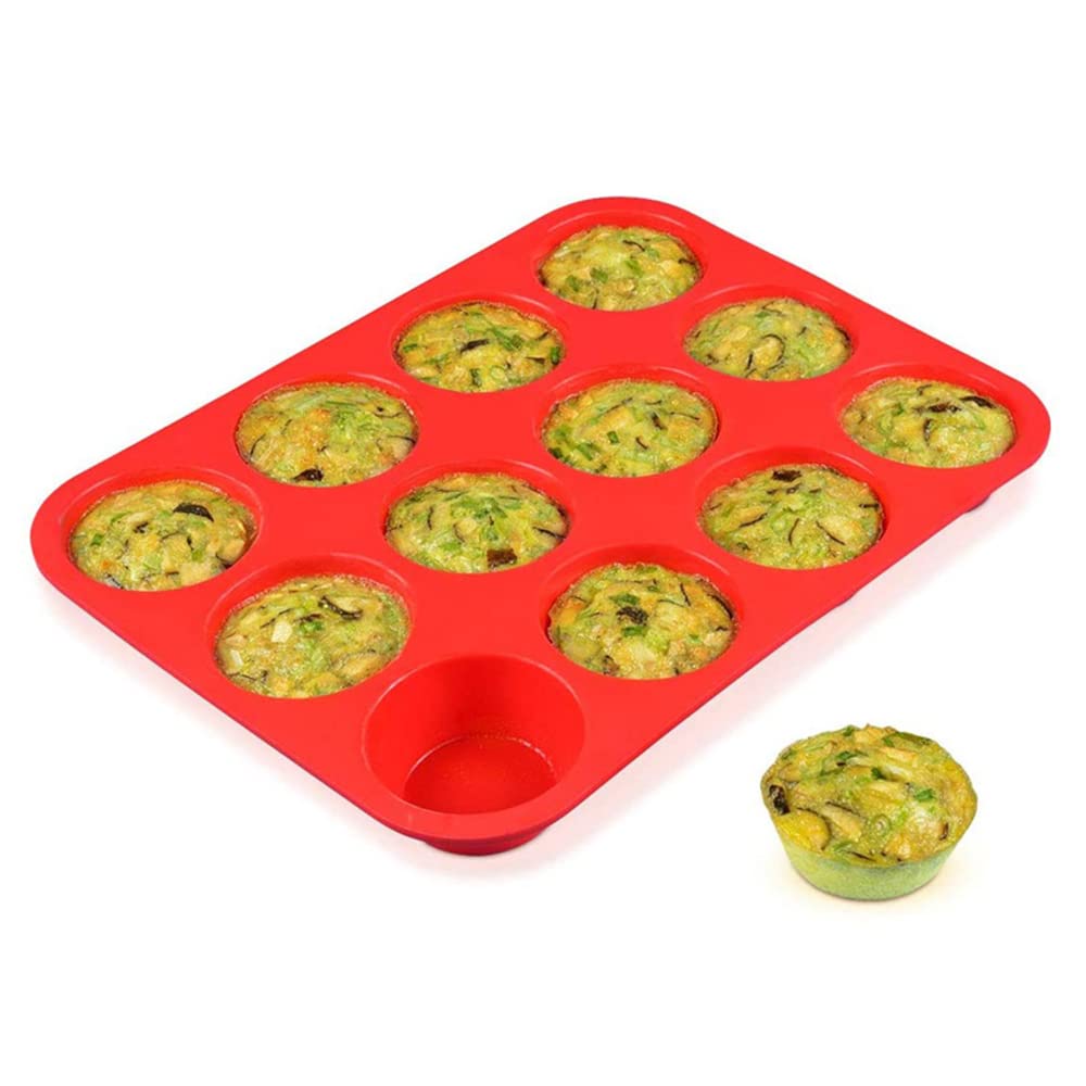 12 Cups Silicone Muffin Moulds Silicone Muffin Pan Cake Tray Silicone Baking Mold Kitchen Utensils for Baking Cake Desserts