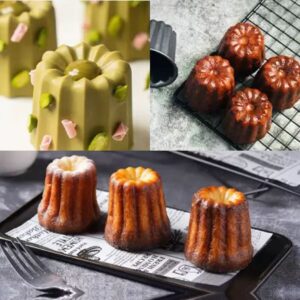 Kofebe Non-Stick Canele Mold Cake Pan, 6-Cavity Canele Baking Pan Muffin Bakeware Cupcake Pan for Oven Muffin Cake Mould