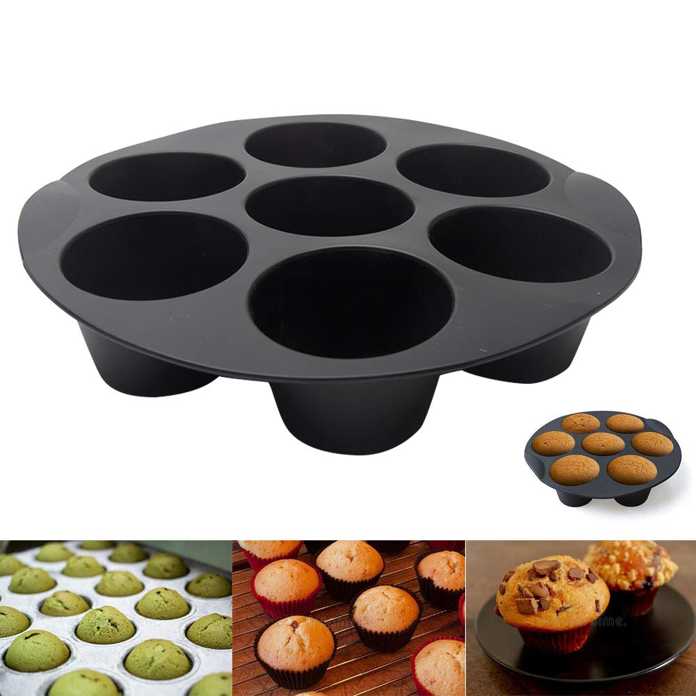 iayokocc 7 Cup Air Fryer Muffin Pan, 18cm Non-Stick Silicone Muffin Cake Cups Cupcake Baking Mold for Air Fryer Accessories, Perfect for Eggs Muffin, Cupcake Molds, Dishwasher Safe