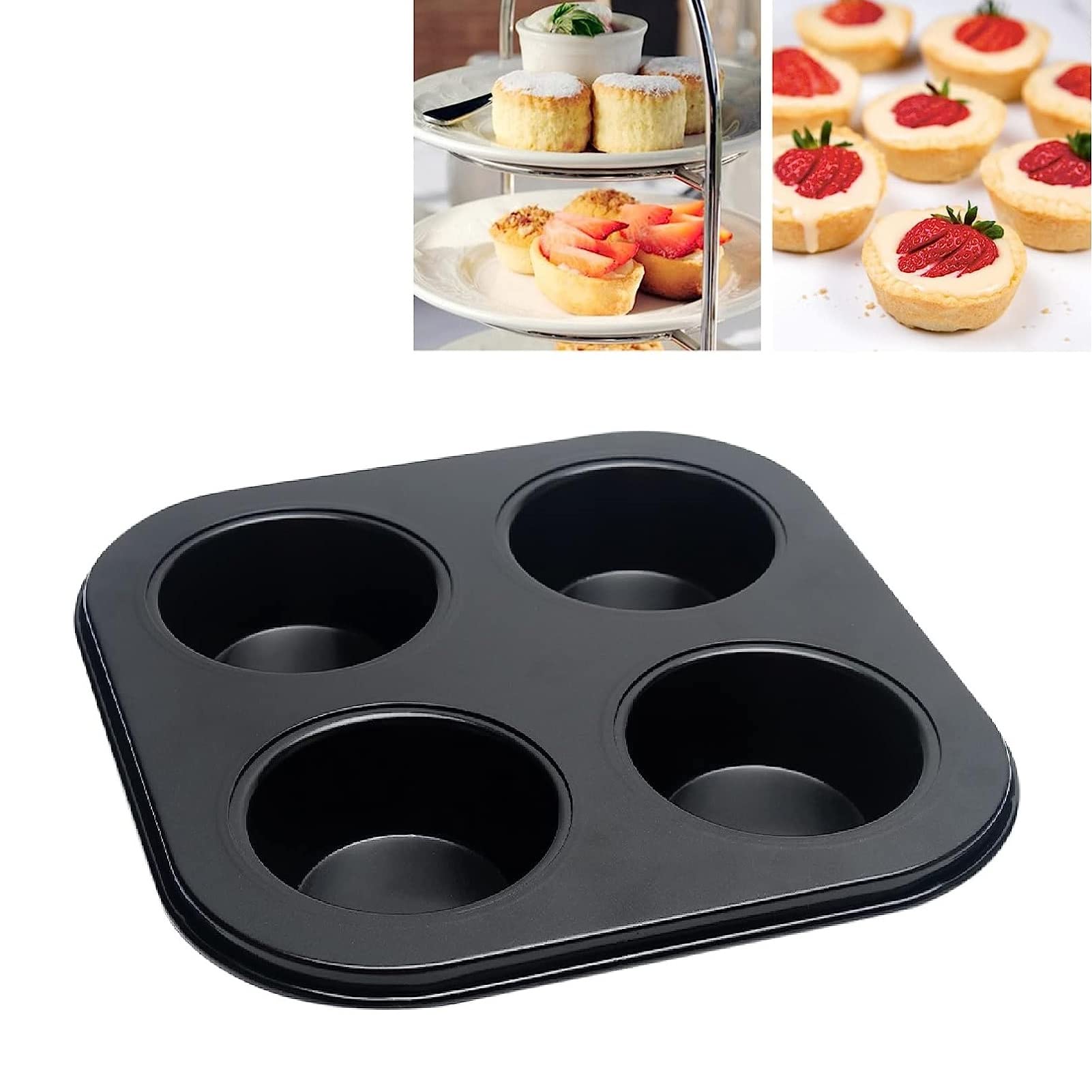 Pilarmuture 4 Hole Muffin Pan Muffin Trays, Bakeware Tins & Trays Non-stick Cupcake Baking Pan Mini Muffin Cups Pudding Bakeware Cake Mold for Oven Baking Roasting