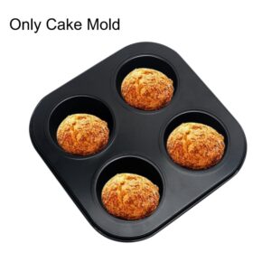 Pilarmuture 4 Hole Muffin Pan Muffin Trays, Bakeware Tins & Trays Non-stick Cupcake Baking Pan Mini Muffin Cups Pudding Bakeware Cake Mold for Oven Baking Roasting