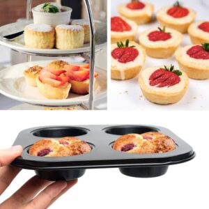 Pilarmuture 4 Hole Muffin Pan Muffin Trays, Bakeware Tins & Trays Non-stick Cupcake Baking Pan Mini Muffin Cups Pudding Bakeware Cake Mold for Oven Baking Roasting