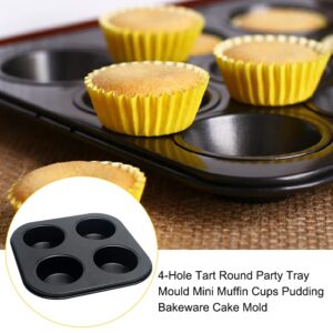 Pilarmuture 4 Hole Muffin Pan Muffin Trays, Bakeware Tins & Trays Non-stick Cupcake Baking Pan Mini Muffin Cups Pudding Bakeware Cake Mold for Oven Baking Roasting