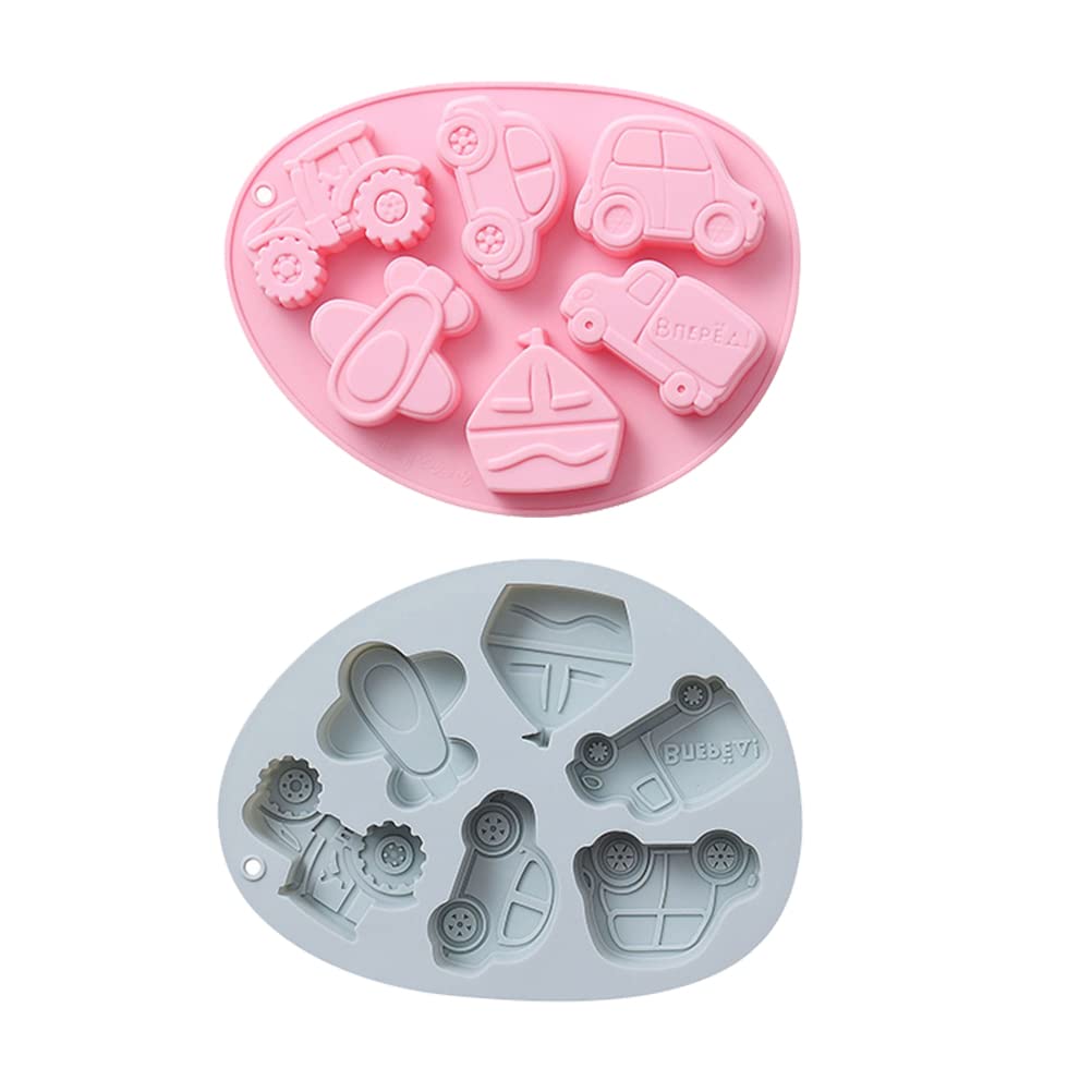 Silicone Gummy Molds Airplane Chocolate Molds Airplane Chocolate Molds 2pcs Vehicle Theme Candy Chocolate Molds 3D Vehicle Silicone Fondant Cake Fondant Moulds Car Soap Molds Novelty Candy