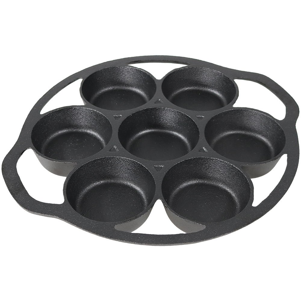 Sunnydaze Cast Iron Drop Biscuit Pan, Pre-Seasoned, 11-Inches, 7-Mold