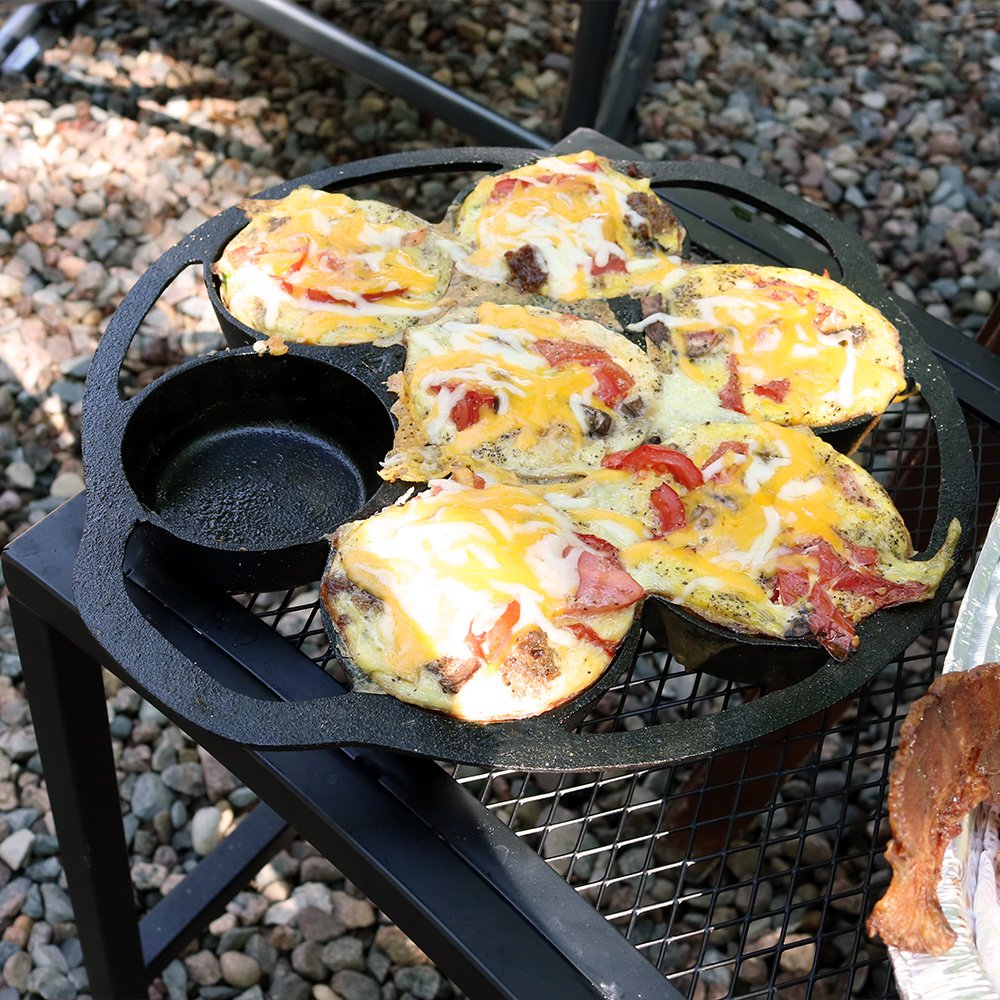 Sunnydaze Cast Iron Drop Biscuit Pan, Pre-Seasoned, 11-Inches, 7-Mold