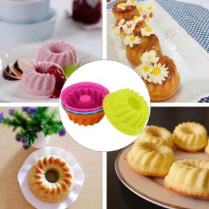 Hapivida Silicone Cupcake Molds, 12Pcs Mini Fluted Round Silicone Baking Mold Silicone Donut Pans, Non-stick Reusable Mini Pumpkin Silicone Cupcake Baking Cups