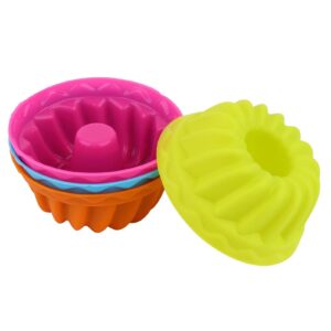 Hapivida Silicone Cupcake Molds, 12Pcs Mini Fluted Round Silicone Baking Mold Silicone Donut Pans, Non-stick Reusable Mini Pumpkin Silicone Cupcake Baking Cups