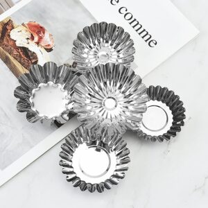 a-xintong 430 stainless steel muffin baking cups pack of 25 pieces reusable 5 types stainless steel mini cupcake molds, nonstick cupcake liners pastry candy molds set diy cake tools