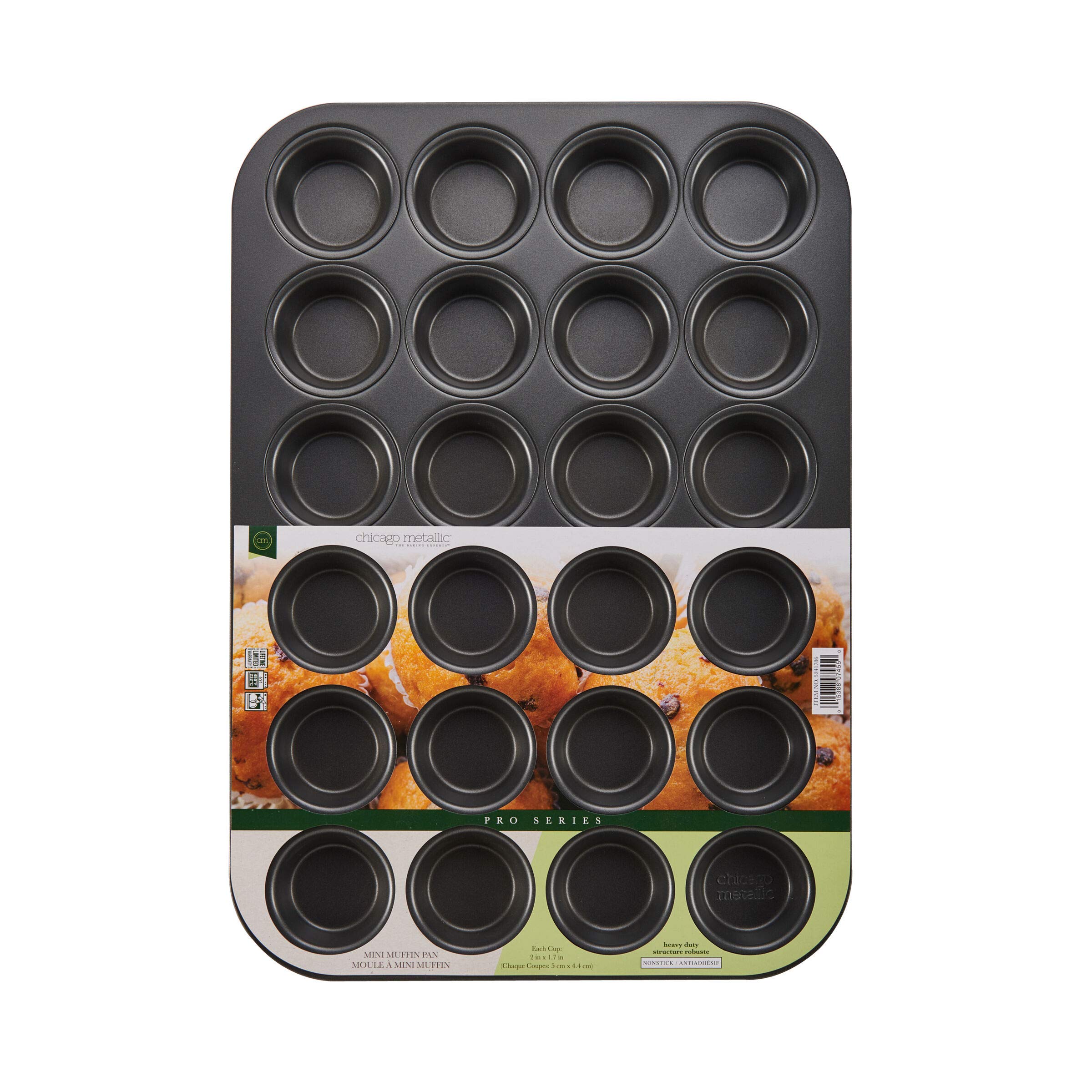 Chicago Metallic Pro Non-Stick Mini Muffin Pan, 24-Cup, Gray