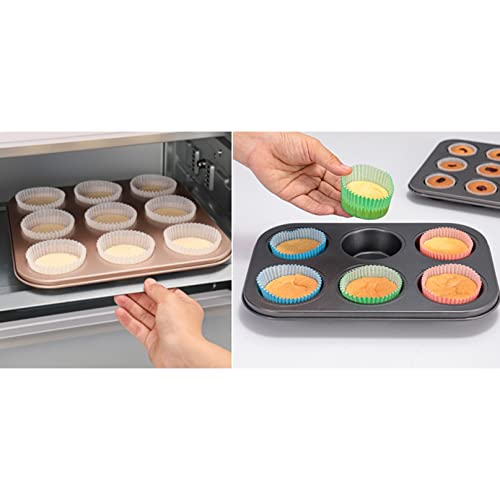 AGSYFFD 2 Piece Muffin Pan, Cupcake Pan Non-Stick Hamburger Baking Pan, Carbon Steel Cupcake Pan, Easy to Clean, Great for Cakes or Muffins