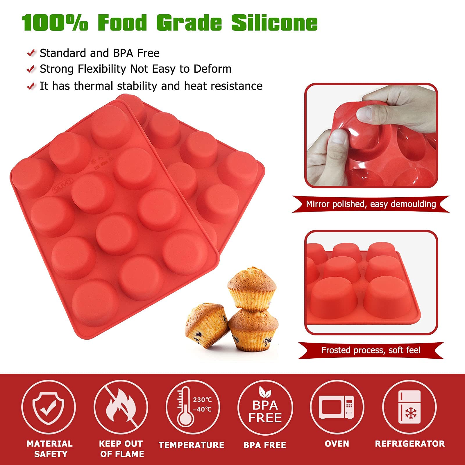 SILIVO 2x Silicone Brownie Pans + 2x Silicone Muffin Pans