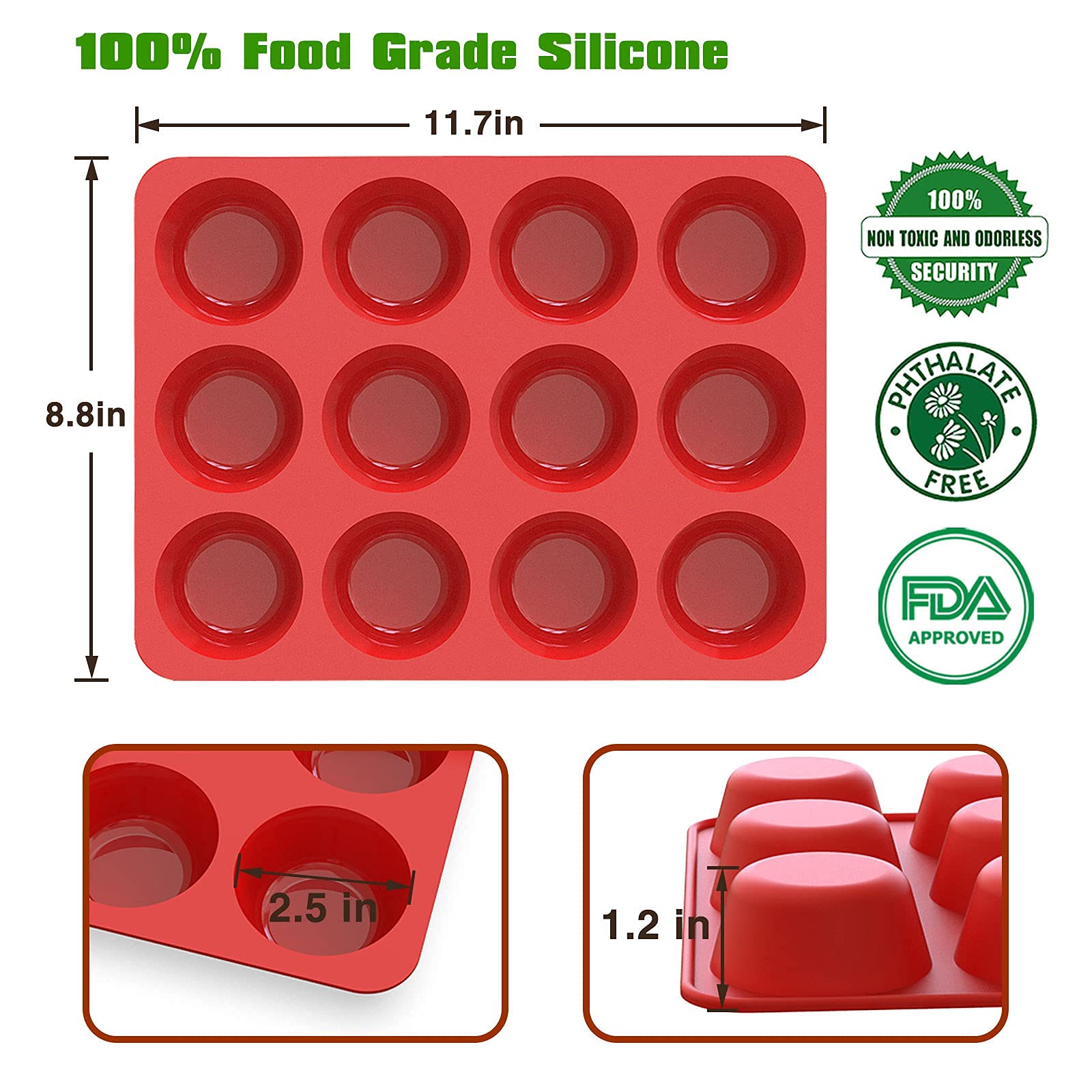 SILIVO 2x Silicone Brownie Pans + 2x Silicone Muffin Pans