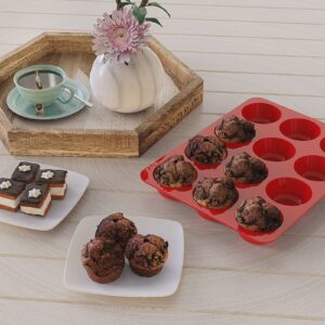 SILIVO 2x Silicone Brownie Pans + 2x Silicone Muffin Pans