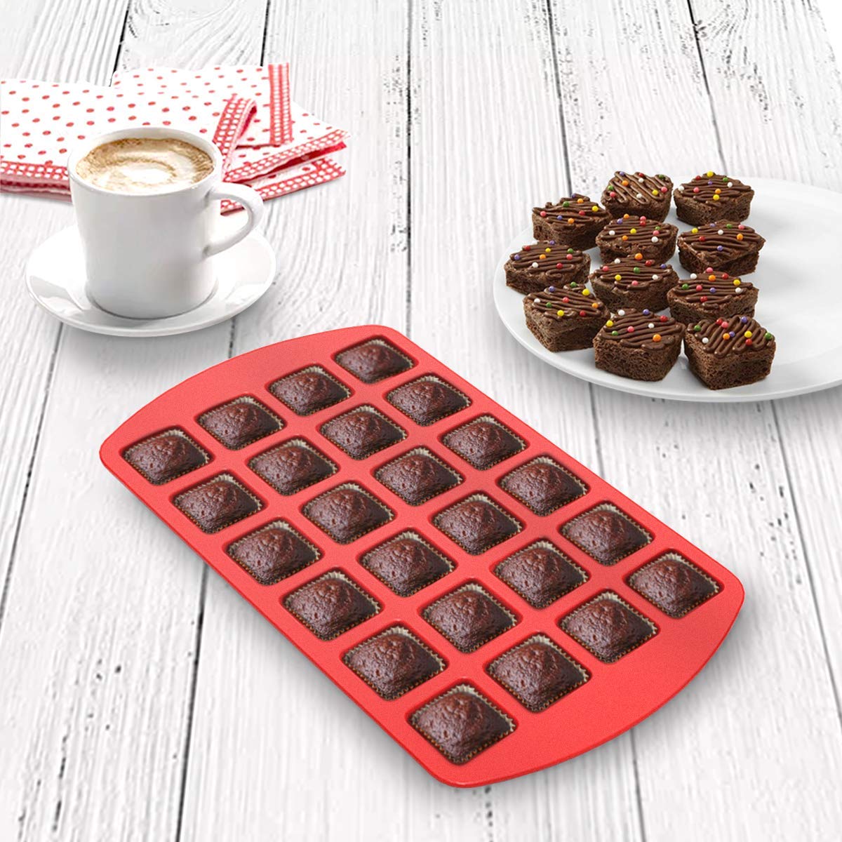 SILIVO 2x Silicone Brownie Pans + 2x Silicone Muffin Pans