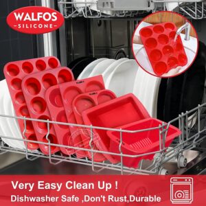 Walfos 6 Cup Jumbo Silicone Texas Muffin Pan + 4 Pieces Non-Stick Silicone Bread Loaf Pan Super Value Set.