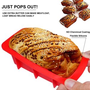 Walfos 6 Cup Jumbo Silicone Texas Muffin Pan + 4 Pieces Non-Stick Silicone Bread Loaf Pan Super Value Set.