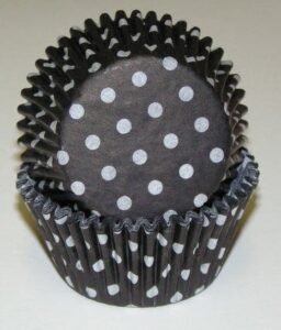 black and white polka dot cupcake liners - baking cups -50pack with edible sparkle flakes