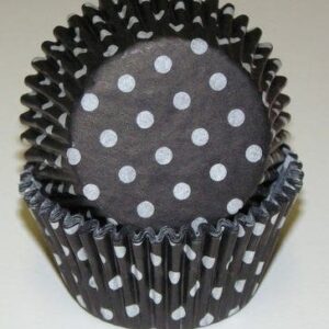 Black and White Polka Dot Cupcake Liners - Baking Cups -50pack with Edible Sparkle Flakes