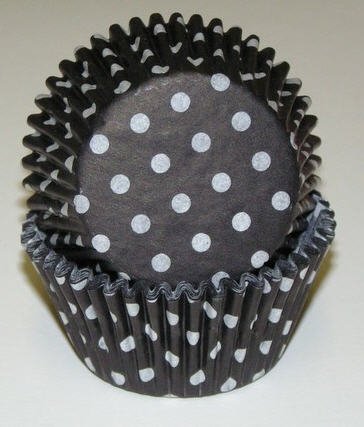 Black and White Polka Dot Cupcake Liners - Baking Cups -50pack with Edible Sparkle Flakes