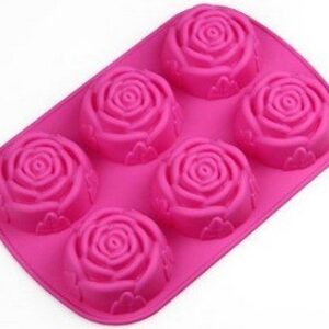 Allforhome 6 Rose Silicone Cup Cake Molds Cupcake Baking Molds Muffin Cups Pans Tools Soap making mold Handmade soap mould Candy making chocolate diy Mold