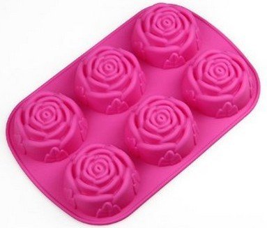 Allforhome 6 Rose Silicone Cup Cake Molds Cupcake Baking Molds Muffin Cups Pans Tools Soap making mold Handmade soap mould Candy making chocolate diy Mold