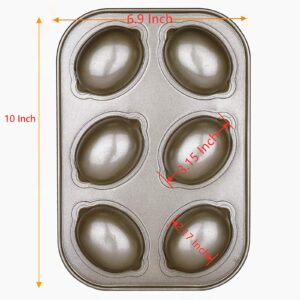 TOPZEA 2 Pack Muffin Pan, 6-Cup Non Stick Muffin Pan Lemon Shaped Baking Mold Cake Mold Cupcake Pan for Oven, Quick Release Bakeware for Pudding, Dessert, Mousse, Gold