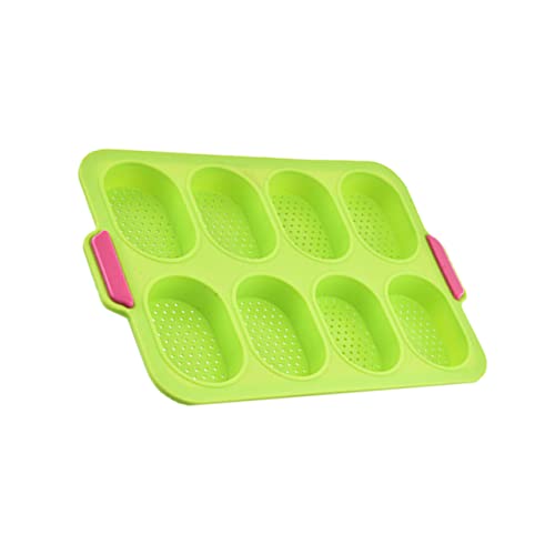 DOITOOL 3pcs 8 Roll Silicone Fondant Cooking Bakers Molding Nonstick Perforated Pan Non-stick Perforated Pan Loaf Baking Mould Muffin Tin Loaf Bake Sandwich Baking Tray Bread Non Stick