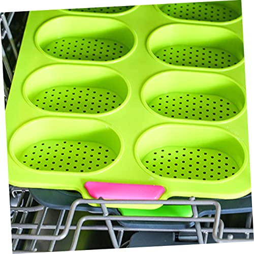 DOITOOL 3pcs 8 Roll Silicone Fondant Cooking Bakers Molding Nonstick Perforated Pan Non-stick Perforated Pan Loaf Baking Mould Muffin Tin Loaf Bake Sandwich Baking Tray Bread Non Stick