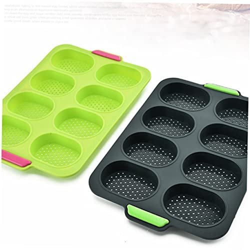 DOITOOL 3pcs 8 Roll Silicone Fondant Cooking Bakers Molding Nonstick Perforated Pan Non-stick Perforated Pan Loaf Baking Mould Muffin Tin Loaf Bake Sandwich Baking Tray Bread Non Stick